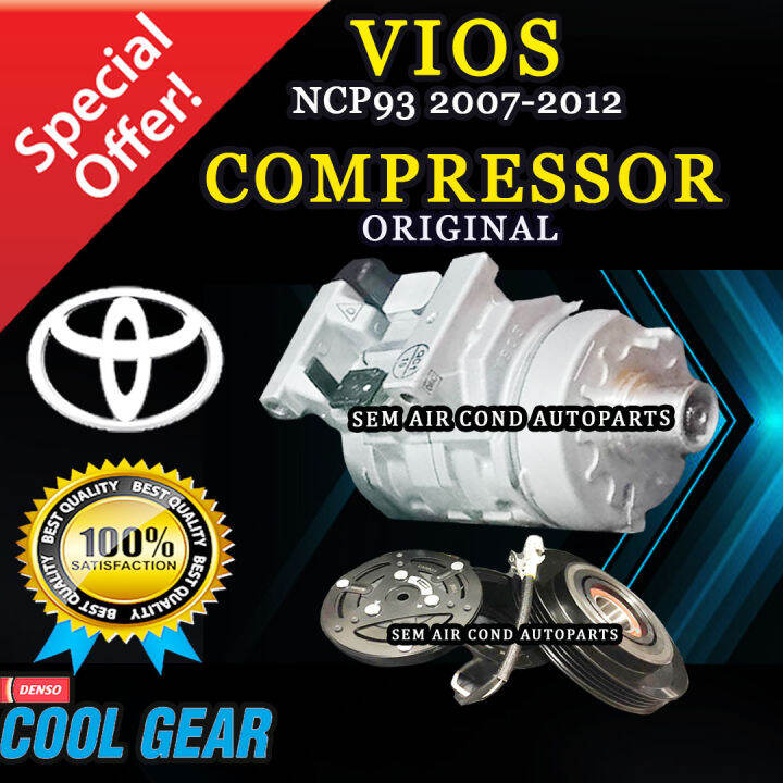 TOYOTA VIOS NCP93 2007-2012 YEAR ORIGINAL COOL GEAR 10S11C COMPRESSOR ...