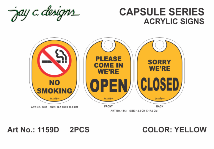 Acrylic Sign / Signage Set 4 Jay C. Designs 1159D | Lazada PH