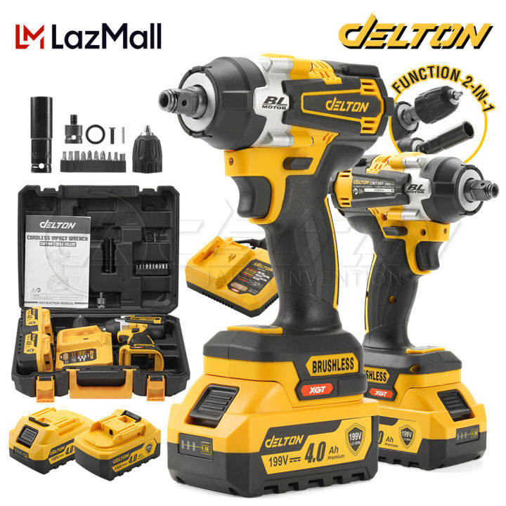 DELTON 2in1 บล็อกแบต & สว่าน 199V รุ่นใหม่! มอเตอร์ BRUSHLESS ไร้แปรงถ่าน พร้อมแบตเตอรี่ Li-ion ...