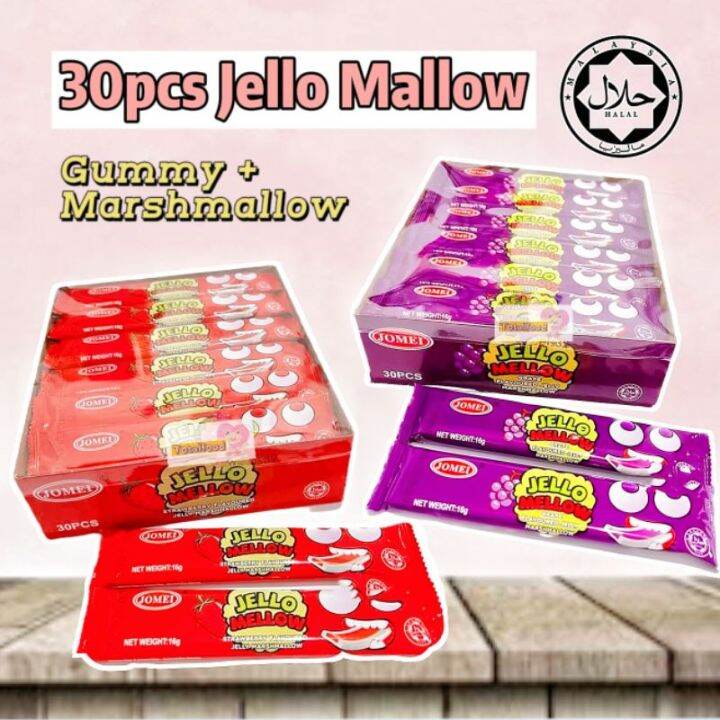 Jomei Jelo Mallow marshmallow with jelly gummy 30pcs [Grape /Strawberry] | Lazada