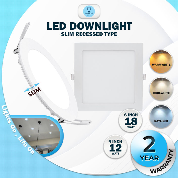 4Inch/12w 6Inch/18 LED Downlight Round Square Panel Light Recessed ...