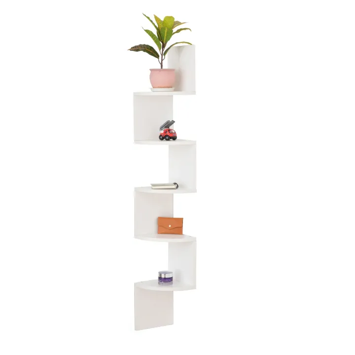 5Layer Corner Shelf02-5 Layer Floating Wall Mount Corner Shelves Rack Display Wall Decor Book ...