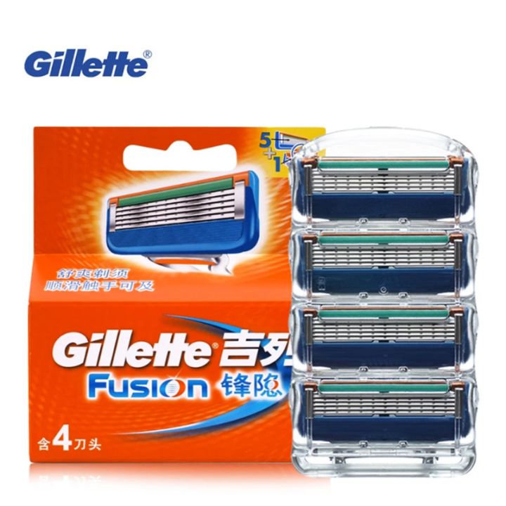 4 Pcs Gillette Fusion Razor Blade 5 Layers Safety Manual Shaving Head ...