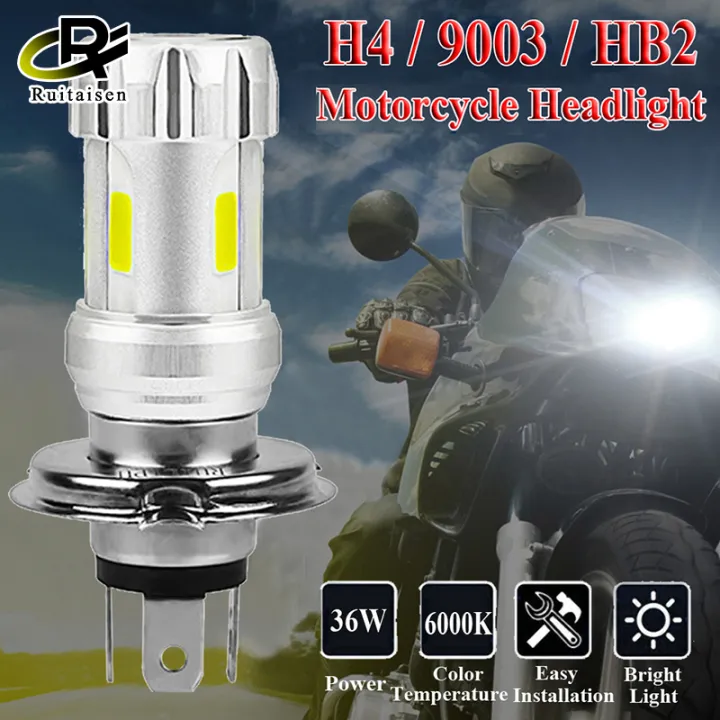 Super Bright H4 LED Bulb White 36W DC 12V-80V Motorcycle Headlight COB 6000K Motorbike ...