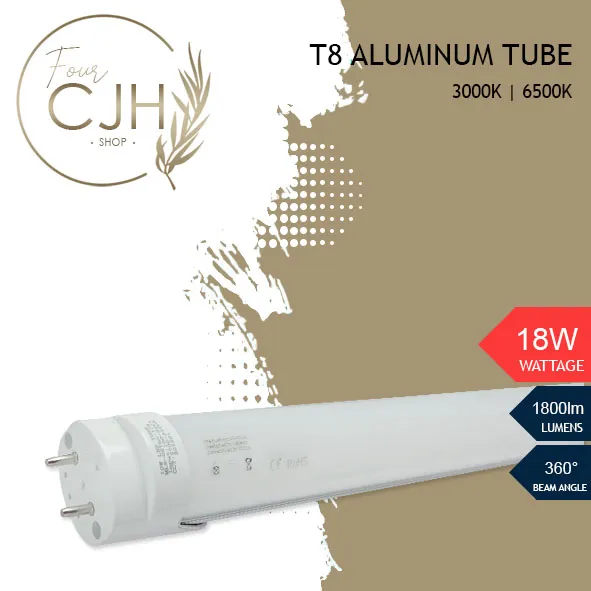 FourCJH LED T8 Tubes 18 Wattage Daylight | Double Ended | Aluminum + PC ...