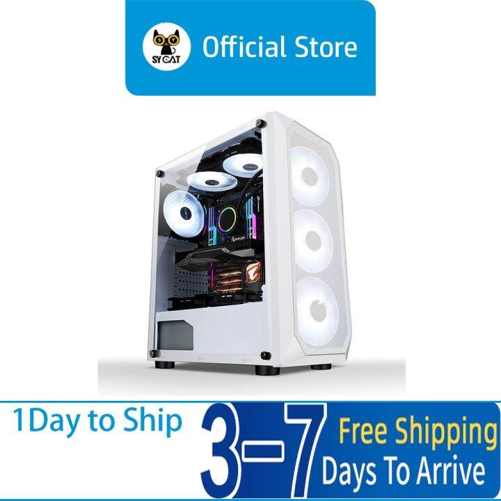 PC Case Gaming Cpu Case Gaming Tempered Glass Matx/ATX Case White ...