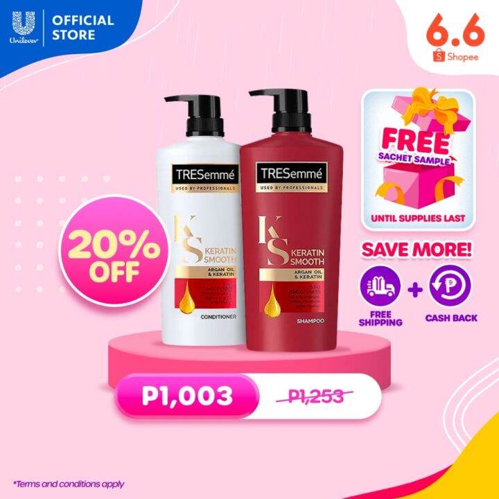 Tresemmé Anti Frizz Shampoo And Hair Conditioner Keratin Smooth For Dry