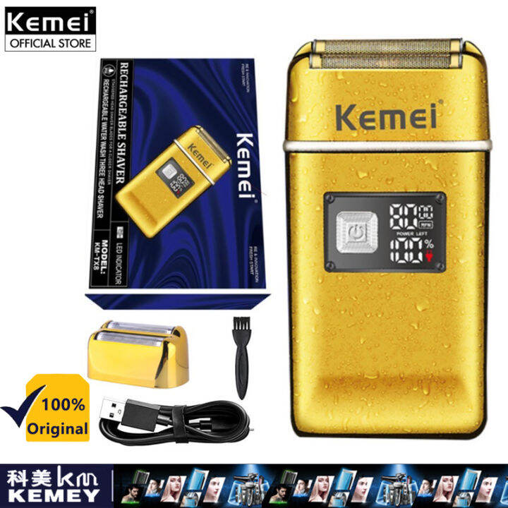 Kemei KM-TX8 Barber Rechargeable Foil Shaver Men Electric Powerful Bald ...