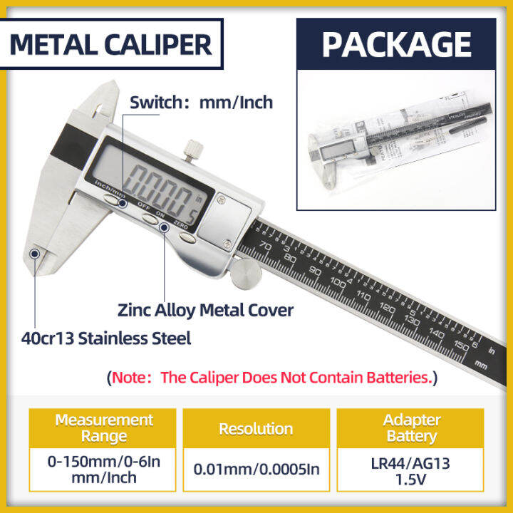 Digital Metal Caliper Stainless Steel Vernier Calipers Electronic ...