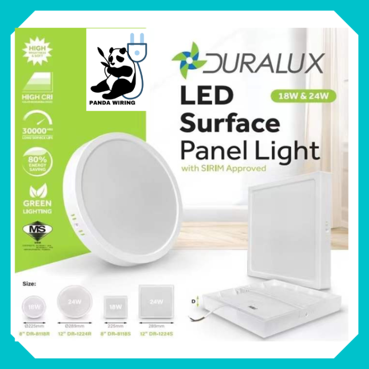 (SIRIM) Duralux LED Surface Downlight 18W(8") / 24W(12") Square / Round ...