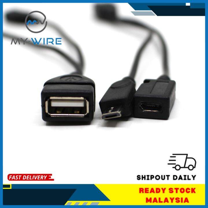 2 In 1 OTG Micro USB Host Power Y Splitter USB Adapter to Micro 5 Pin ...