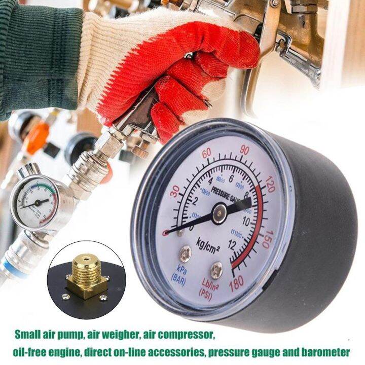 Air Compressor Pressure Gauge 0 ~ 180 PSI 0 ~ 12Bar Compressor Gauge ...