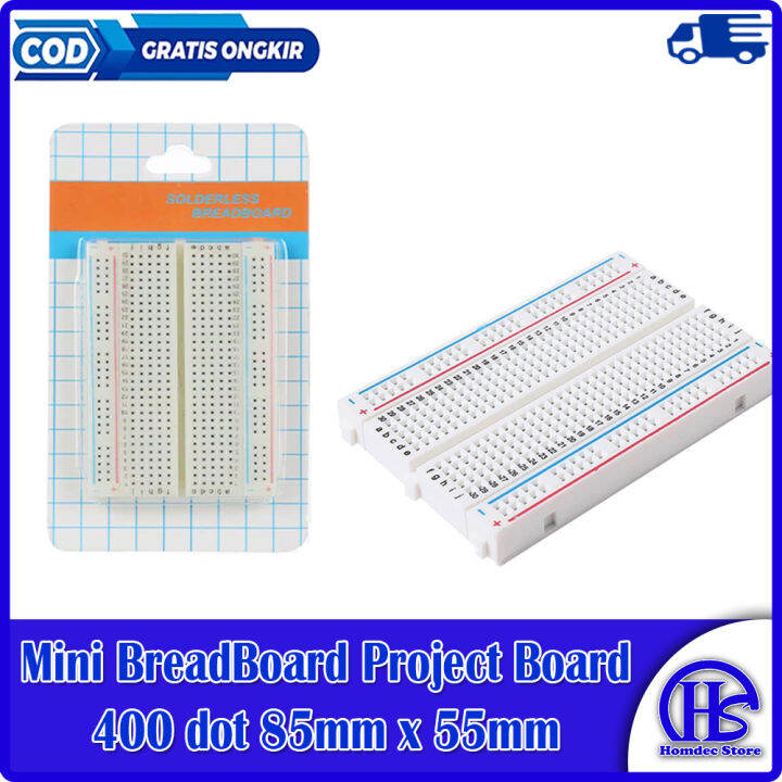 BREADBOARD MB102 MINI 400 dot Untuk Project Arduino, raspberry pi, dan lain - lain | Lazada ...