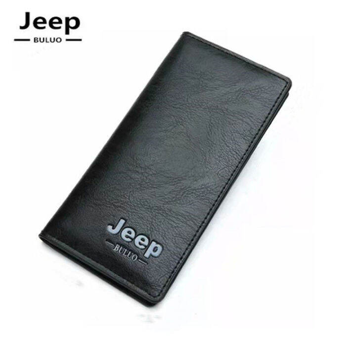 Wallet for men long wallet Jeep Buluo Men's Wallets Leather Solid ...