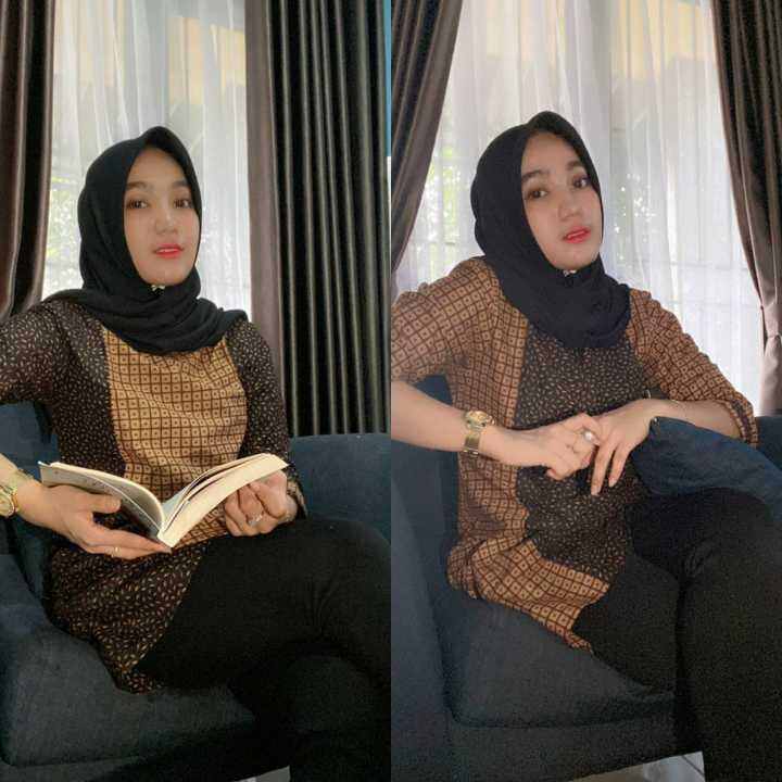 Batik Wanita Terbaru Cocok Untuk Kerja Warna Sogan | Lazada Indonesia