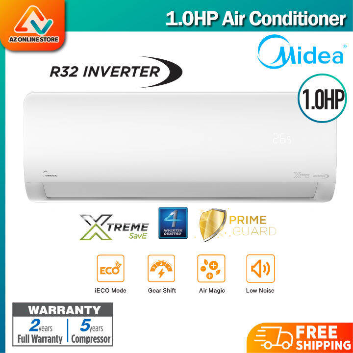 MIDEA 1.0HP INVERTER AIR CONDITIONER MSXS-10CRDN8 R32 XTREME SAVE MSXS AIRCOND | Lazada