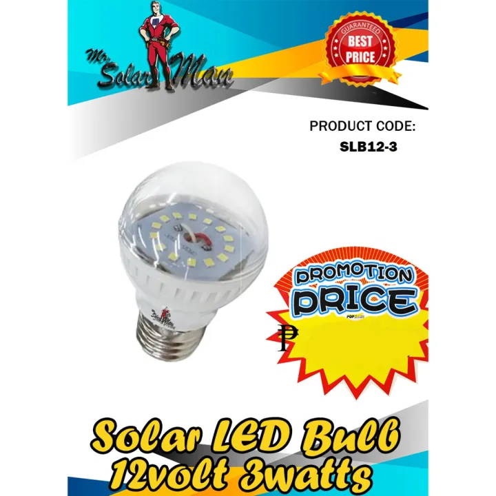 Solar / DC 12 volt LED Bulb 3watts by: Mr. Solarman | Lazada PH