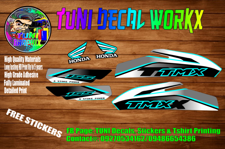 TMX 155 STOCK DECAL (SKYBLUE) w/ freebies | Lazada PH
