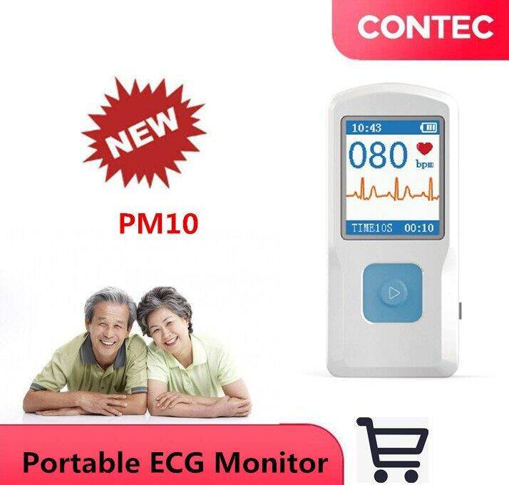 CONTEC PM10 ECG แบบพกพา EKG Monitor บลูทูธ Heart Beat Monitor แอลซีดี ...