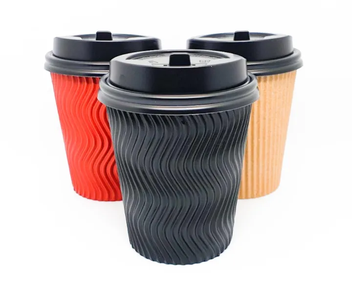 8oz Rippled Coffee Cups with Lids 50pcs | Lazada PH