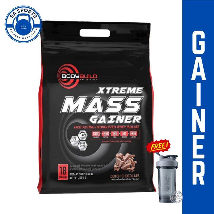 [FREE SHAKER] BODY BUILD XTREME MASS GAINER (3kg / 18 Servings) WEIGHT GAIN / MUSCLE GAIN ...