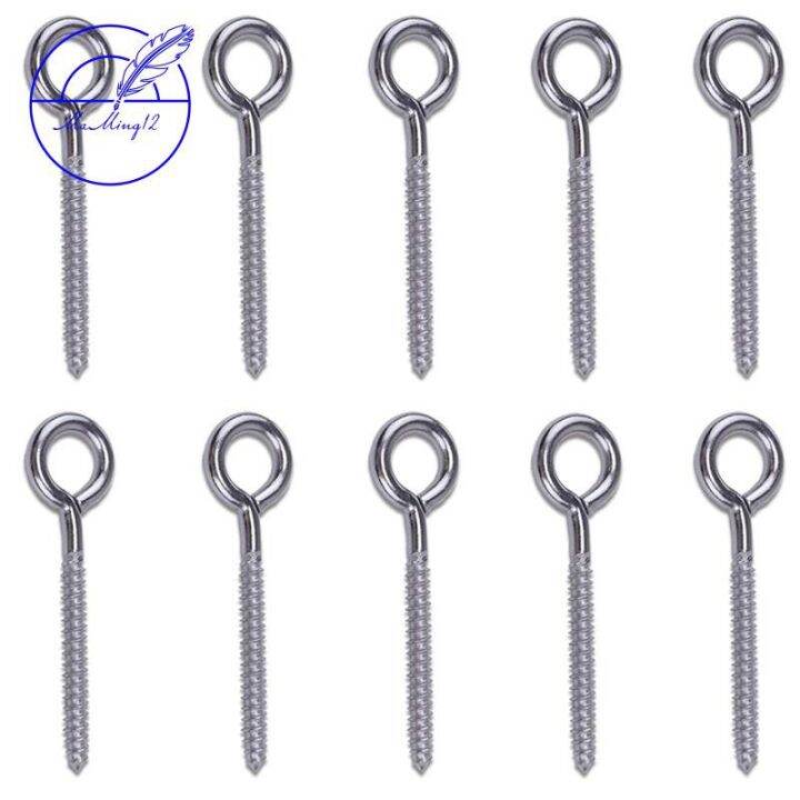10 Pack Stainless Steel Eye Shape Screws Metal Hook Wood Terminal Ring ...
