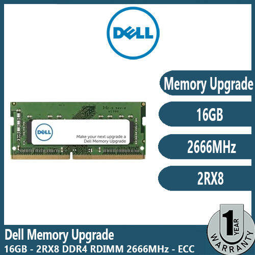 Dell Memory Upgrade│16GB│2RX8 DDR4 RDIMM 2666MHz ECC│Dual rank ...