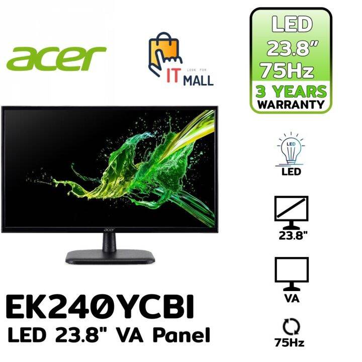 Acer EK240YCbi Monitor 23.8นิ้ว( หน้าจอมอนิเตอร์ ) LED VA Panel 75Hz ...