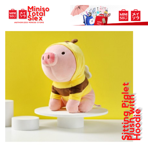 Miniso - Sitting Piglet with Bee/Cow Hoodie Plush Toy | Lazada PH