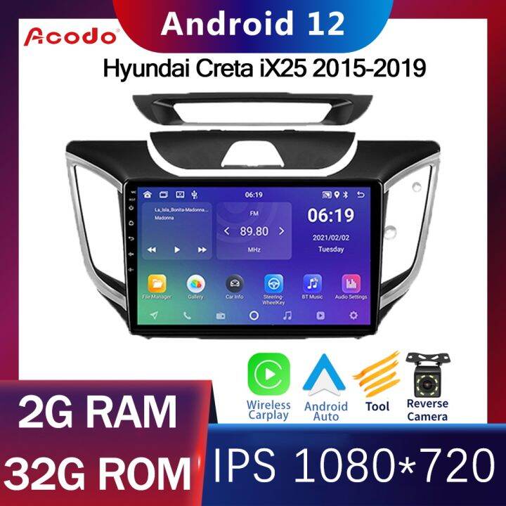 Acodo 10inch 2din Android 12.0 Carplay Headunit For Hyundai Creta iX25 2015-2019 Car Stereo 2G ...