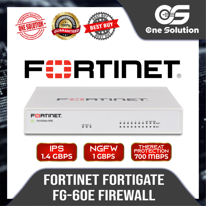 Fortinet FortiGate FG-60E Firewall - 2-GE RJ45 WAN Port, 8-GE RJ45 PoE ...