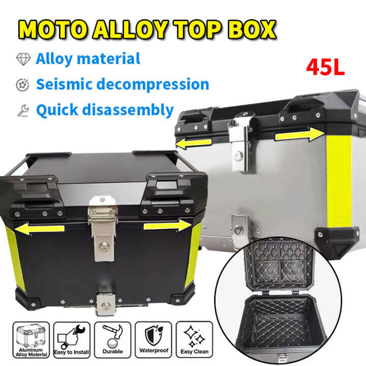 Motorcycle Alloy Top Box Tail Box Universal 45L Extra Large Real 12K ...