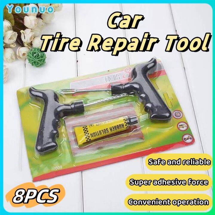Car and motorcycle tubeless tire repair kit for emergency tire repair ...
