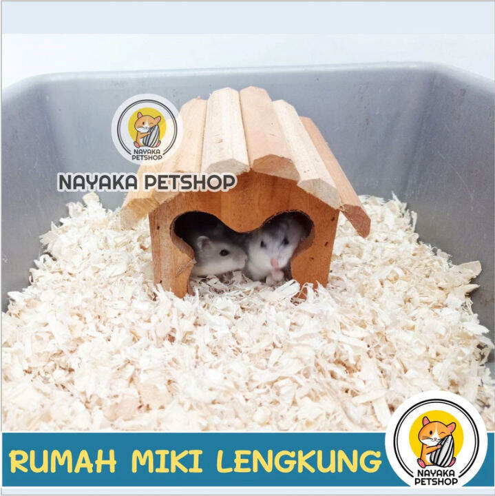 Rumah Hamster Kayu Miki Lengkung Wooden Home Kandang Hewan Sarang House | Lazada Indonesia