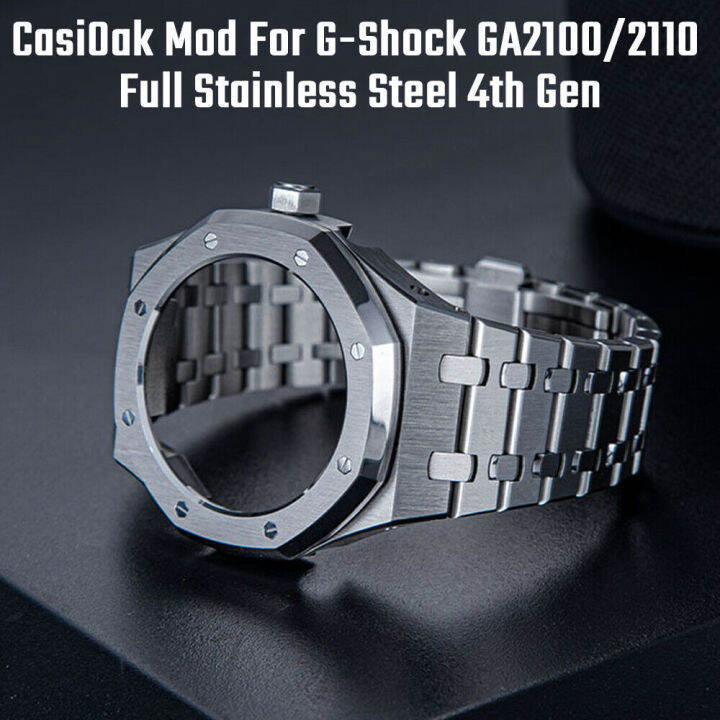 casio Oak Mod kit Metal Watch Strap +Bezel for Casio G-Shock GA-2100/ ...