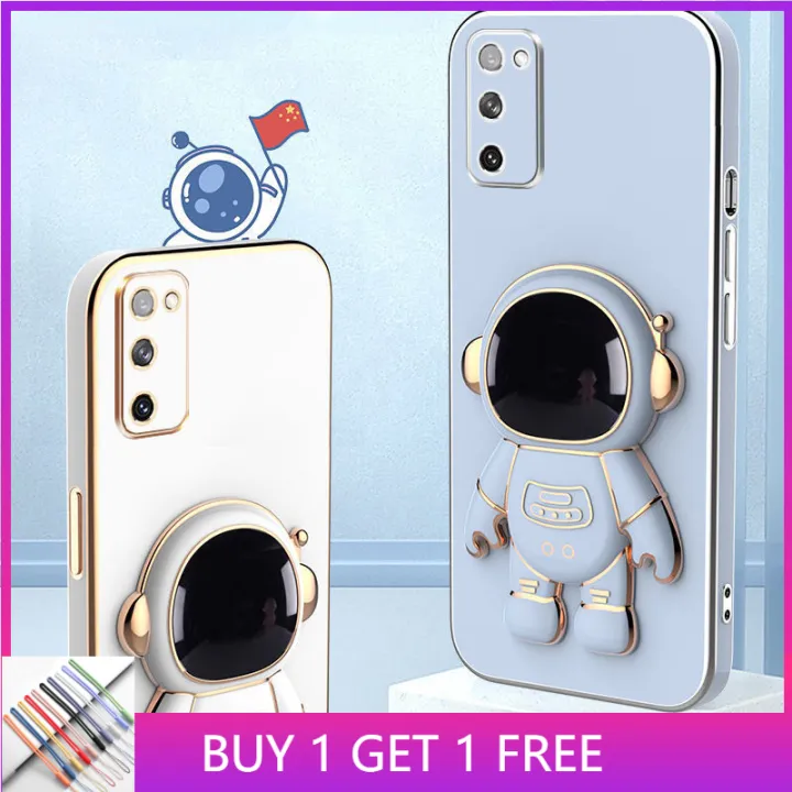 Plating Astronaut Fold Stand Phone Case For Samsung Galaxy S10 S20 S21 S22 Ultra FE Note 10 Pro ...