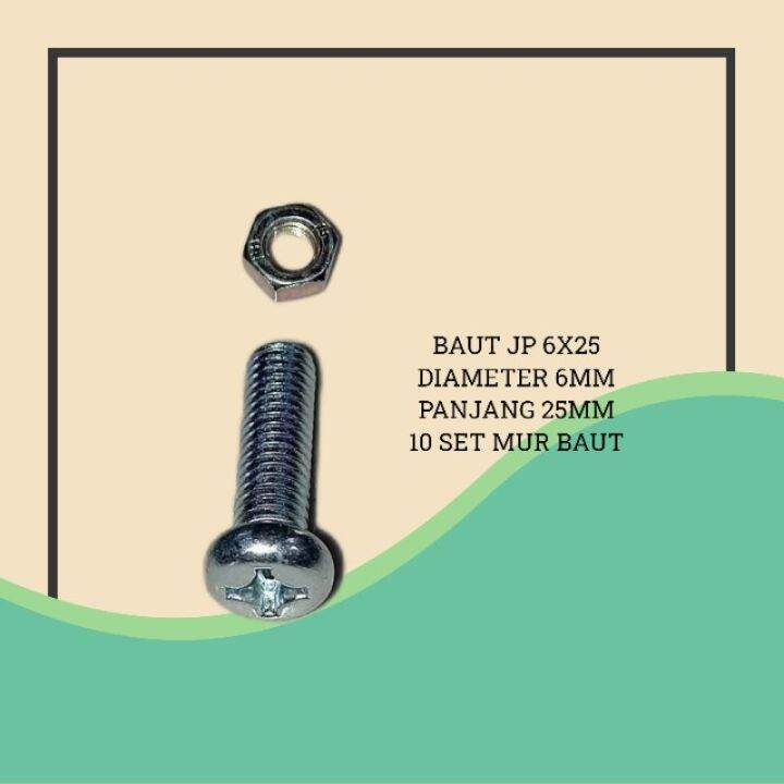 MUR BAUT JP 6X25 MM 10 SET GALVANIS 6 X 25 MM | Lazada Indonesia