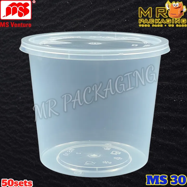 MS 30 745ml Round Container With Lid ( 50sets± ) 30oz Disposable Plastic PP Container - 745 ml ...