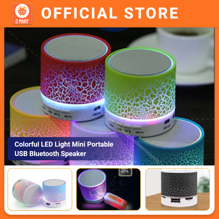 LED Mini Portable Bluetooth Speaker Colourful Smart Base Support USB ...