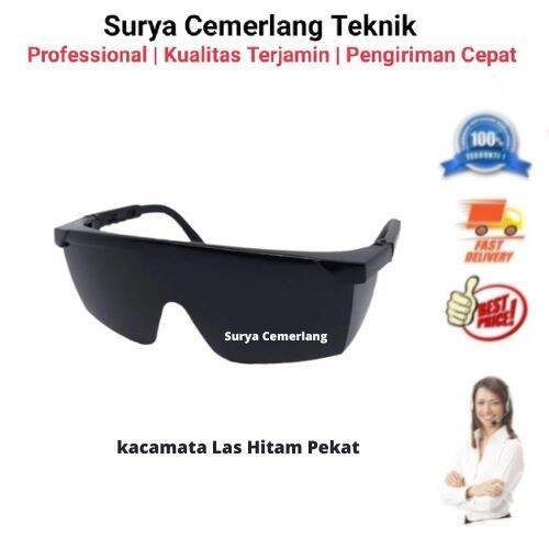 Kacamata Las Safety hitam kotak gelap safety glasses | Lazada Indonesia
