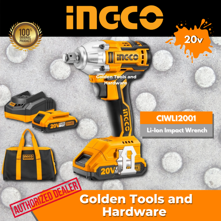 INGCO CIWLI2001 Lithium-Ion Impact Wrench 20V [GOLDEN | ICT] | Lazada PH