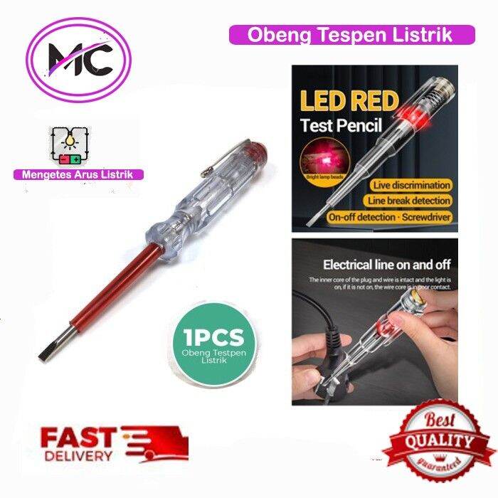 Obeng Tespen Listrik Bolak Balik Obeng Testpen AC Test Pen Tes Tegangan ...