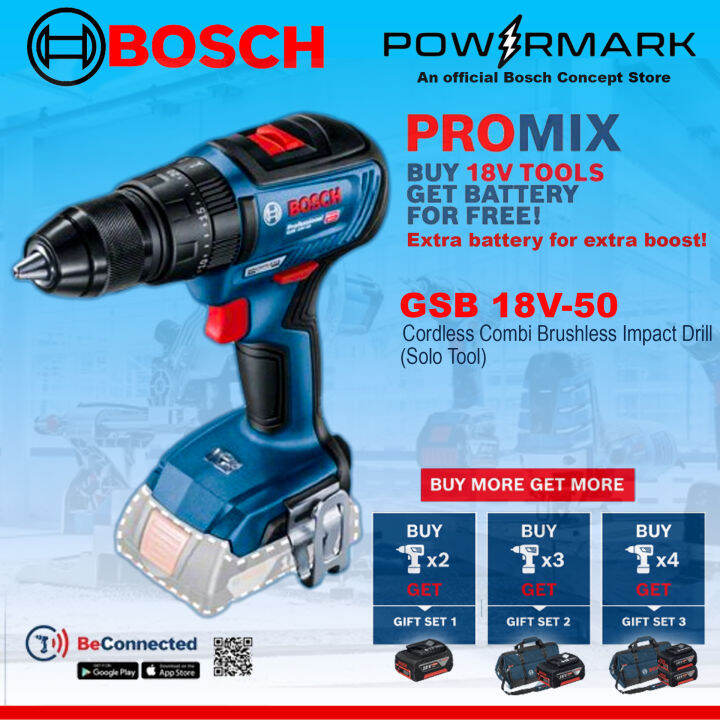 BOSCH GSB 18V-50 Cordless Combi Brushless Impact Drill (Solo Tool) [POWERMARK BCT] | Lazada PH
