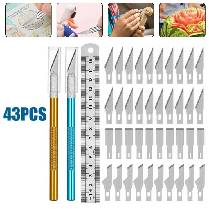 Toolstar 43pcs Carving Blades Set Blades Refill Ruler For DIY Exacto ...