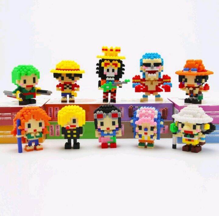 lego nano block luffy one piece chopper and friends / DIY 3D Puzzle Mini Bricks One Piece ...