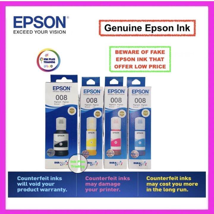 100 % Original Genuine ink Epson 008 Pigment For Epson L6460 / L6490 ...