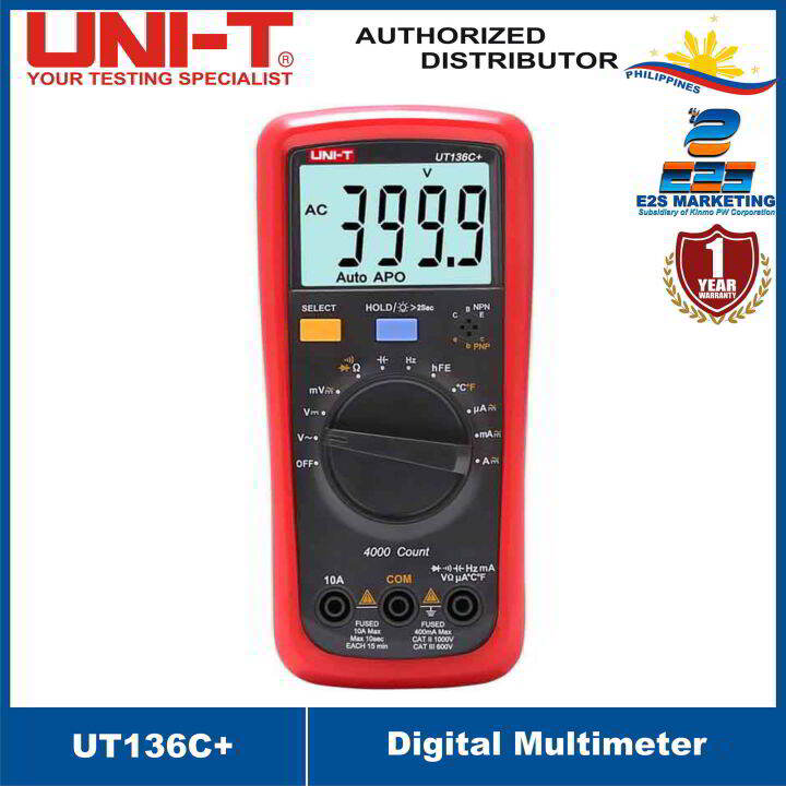 UNI-T Digital Multemeter UT-136C+ Auto Power Off Meter AC DC Voltage Current Ohm Diode Cap Hz of ...