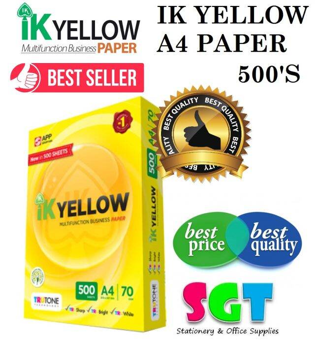 IK Yellow 70gsm A4 Paper 500`s | Lazada