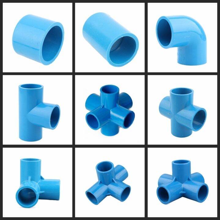 1pc 20 25 32mm Blue PVC Pipe Connector Straight Elbow Tee Cross Joints ...