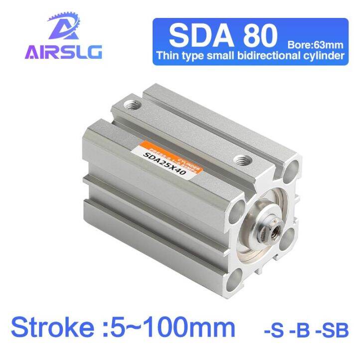 AIRTAC Type SDA SDA80จังหวะ5-100มม.-เจาะ S-B-SB 80มม. กระบอกลมนิวเมติก ...